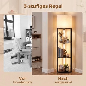 Costway Rohová stojací lampa s policemi 3patrová výstavní police