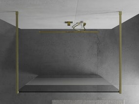 Mexen Kioto, sprchová zástěna Walk-In 100 x 200 cm, 8mm čiré sklo-námraza, zlatý matný profil, 800-100-002-55-35