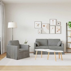 Set pohovek 2 ks Světle šedá samet 3407551