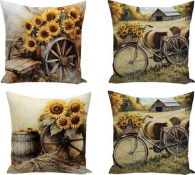 XPOSE® Set povlaků na polštář HELIANTHUS (digitální tisk) 43x43 cm - set 4 ks