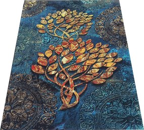 DY Modrý koberec s orientálním vzorem Horeca-New 125 Rozměr: 60x100 cm