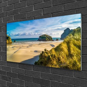 Obraz na skle Pláž Kameny Krajina 140x70 cm