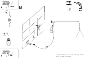 Nástěnné svítidlo Nox, 1x béžové kovové stínítko, vypínač