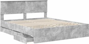 Rám postele s čelo Betonově šedá 160 x 200 cm Inženýrské dřevo 3410689