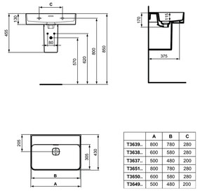 Ideal Standard Strada II - Umyvadlo 800 mm (broušená strana), bez otvoru, Bílá, T365101