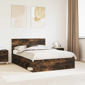 Rám postele Kouřový dub 135 x 190 cm Masivní borové dřevo 3410613