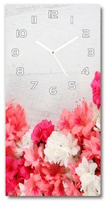 Wallmuralia Nástěnné hodiny Květiny na dřevě 30x60 cm