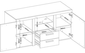 Obývací stěna RUMBA XL + komoda 2F2S | 300 + 156,4 cm | bílá/beton