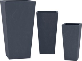 Sada 3 ks květináčů 2 square - antracitová