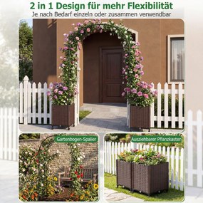 Costway 2 v 1 zahradní oblouk 230 cm růže oblouk s 2 samozavlažovacími květináči