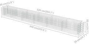 vidaXL Marketos Gabionový vyvýšený záhon pozinkovaná ocel 540 x 50 x 50 cm