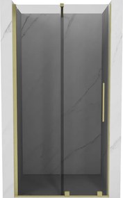 Mexen Velar, posuvné sprchové dveře do otvoru 100 cm, 8mm šedé sklo, zlatá matná, 871-100-000-41-55