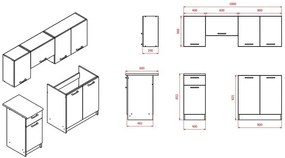 Kuchyňský blok Irma, bílá/dub burgund