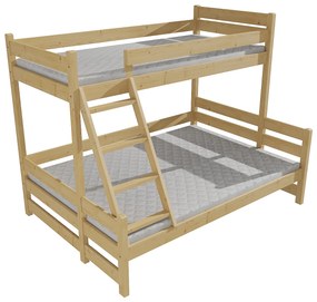 Vomaks Patrová postel s rozšířeným spodním lůžkem PPS 004 Rozměr: 90/140 x 200 cm, Barva: bezbarvý lak