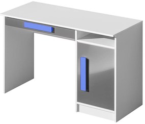 Psací stůl GULIVER 9 Domel 120/80/50 barva: bílý mat/popelový lesk/modré úchyty