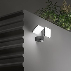 FAN LED-SAT-20 Venkovní reflektor LED SAT antracit plast 2x10 W 2400 lm 4000 K IP54 se senzorem 23x33x13,35 cm - FANEUROPE