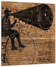 Obraz - Muž na kole v Banksyho stylu (30x30 cm)