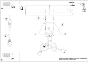 Stropní svítidlo Supel 3, chromové tělo svítidla