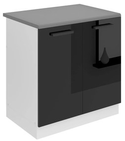 Kuchyňská skříňka Belini Premium Full Version dřezová 80 cm černý lesk s pracovní deskou
