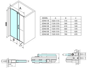 Gelco Gelco, DRAGON BLACK sprchové dveře 1600mm, čiré sklo, GD4616B