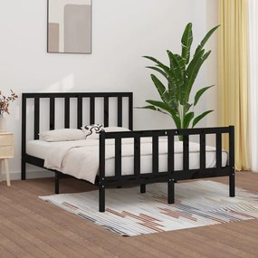 Rám postele černý masivní dřevo 160 x 200 cm,  3106847