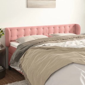 Čelo postele typu ušák růžová 203x23x78/88 cm samet 3117649
