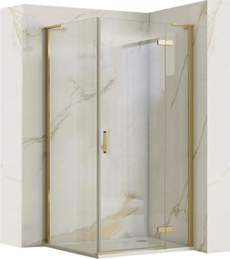 Rea Hugo, 1-křídlová sprchová kabina 90(dveře) x 90(stěna) x 200,5 cm, zlatá matná, KPL-K8413