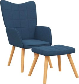 Relaxační křeslo se stoličkou modré textil 327934