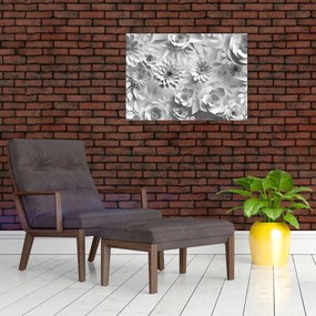 Skleněný obraz - Bílé květiny (70x50 cm)