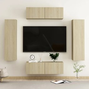 4dílný set TV skříněk dub sonoma kompozitní dřevo