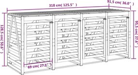 vidaXL Úložný box na čtyři popelnice masivní dřevo douglasky [3157701] Barva: Černá borovice