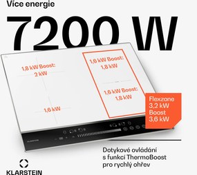 Klarstein Hybridní indukční varná deska DualTone, Flex Zone, LED displej, Posuvné ovládání, 7200 W
