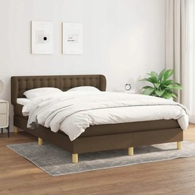 Box Spring Postel S Matrací Textil Tmavě Hnědá tlačítka 140 x 190 cm