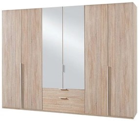 Skříň Moritz  - 270x208x58  cm (dub, zrcadlo)