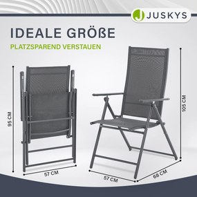 Juskys Skládací zahradní židle Calena Barva: antracitová, Velikost: 2 ks