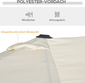 Slunečník Outsunny 150 x 295 cm dvojitý slunečník s nastavitelným úhlem sklonu, tržní slunečník na terasu z polyesteru v krémové barvě | Aosom.de