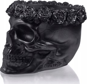 Květináč Skull Flowers Black Metallic Poli 11 cm