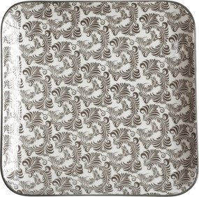 Mocca porcelánový hranatý talíř s ornamenty Arés Mocca - 20*20*2cm