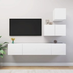 4dílný set TV skříněk bílý kompozitní dřevo 3078735