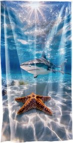 Rychleschnoucí XL plážová osuška AQUALIS modrá 100 x 180 cm, 100% mikrovlákno