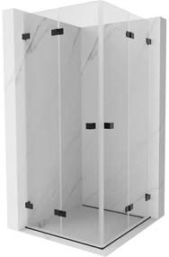 Mexen Lunar-F Duo, Skládací sprchový kout 100 x 100 cm, 8mm čiré sklo, černý profil, 836-100L-100P-70-00