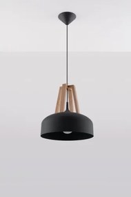 Lustr SOLLUX Casco E27 1x60W bez zdroje SL.0390 přírodní dřevo a ocel černá