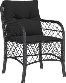 3dílný bistro set s poduškami černý polyratan 3212103