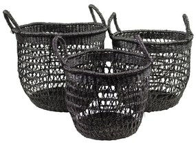 3 ks pletených košíků Quentin - 35*35*30cm / 32*32*27cm / 28*28*26cm