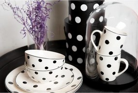 Porcelánový jídelní talíř s černými puntíky Black Dot - Ø 26*2 cm
