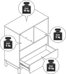 Tchibo - Vysoká komoda se 2 zásuvkami - barva: béžová