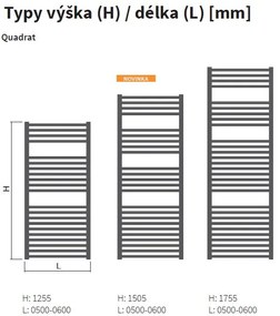 Isan Quadrat 1505 x 600 mm koupelnový radiátor bílý