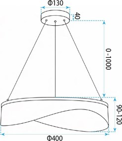 Toolight Rea, ZÁVĚSNÁ STROPNÍ G144-CP 40 GOLD, OSW-04700