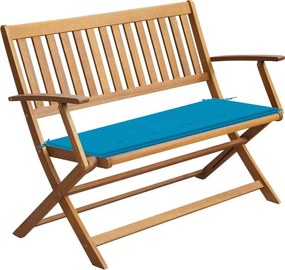 vidaXL Zahradní lavice s poduškou 120 cm masivní akáciové dřevo [3064243] Barva: Modrá