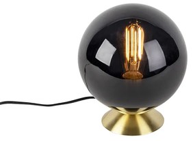 Art Deco stolní lampa mosaz s černým sklem - Pallon